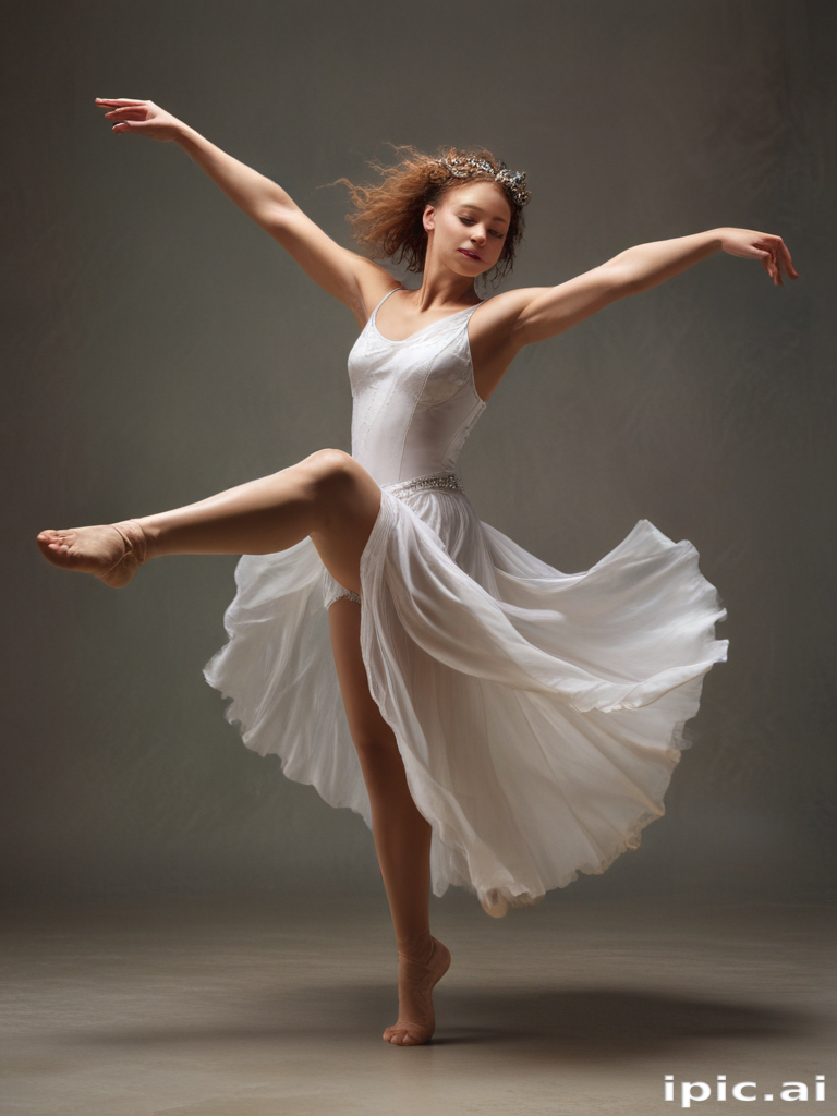 Graceful Ballet Dancer in Flowing White Dress Capturing the Essence of ...