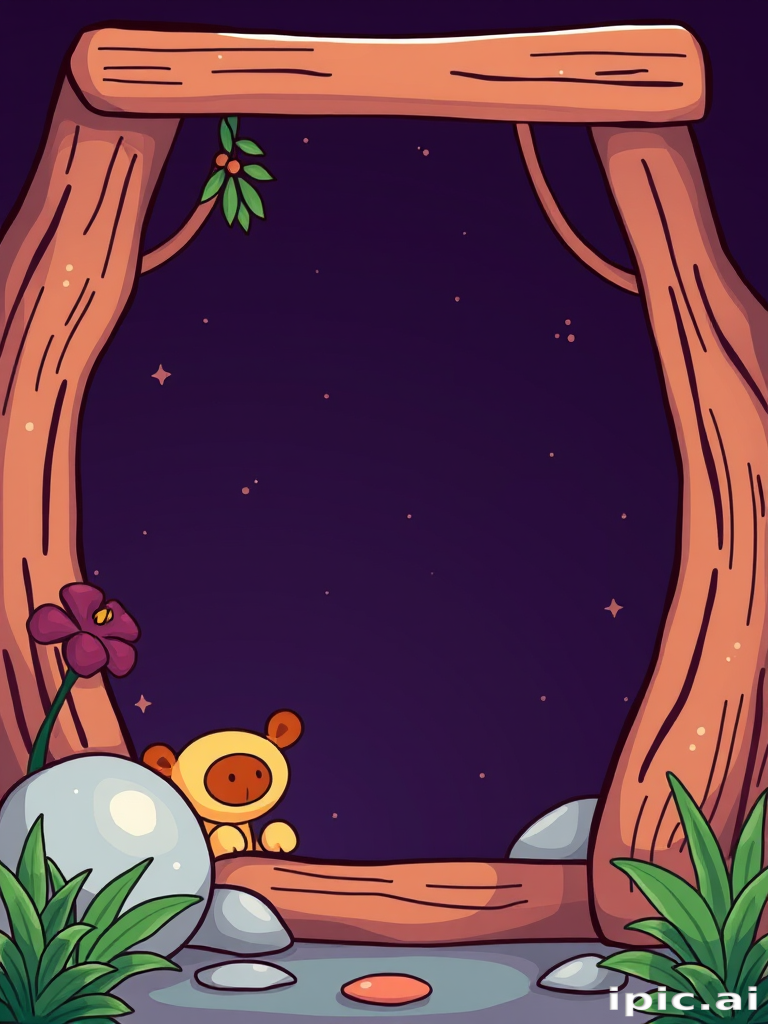 A Charming Forest Scene Featuring a Cute Bear and Vibrant Nature Elements