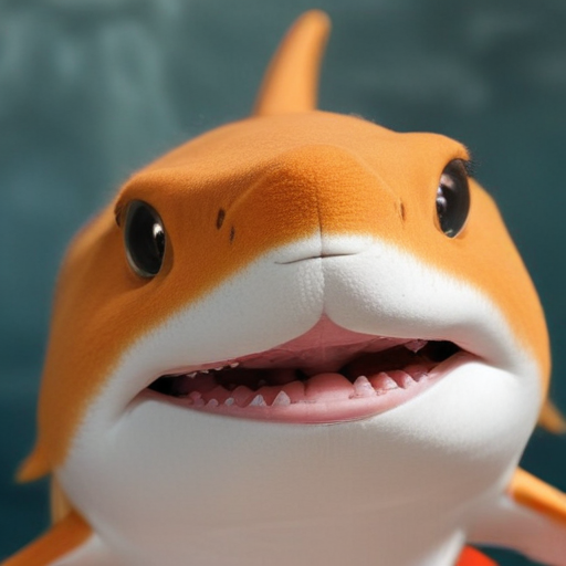 a picture of an orange shark that has a tiny moustache