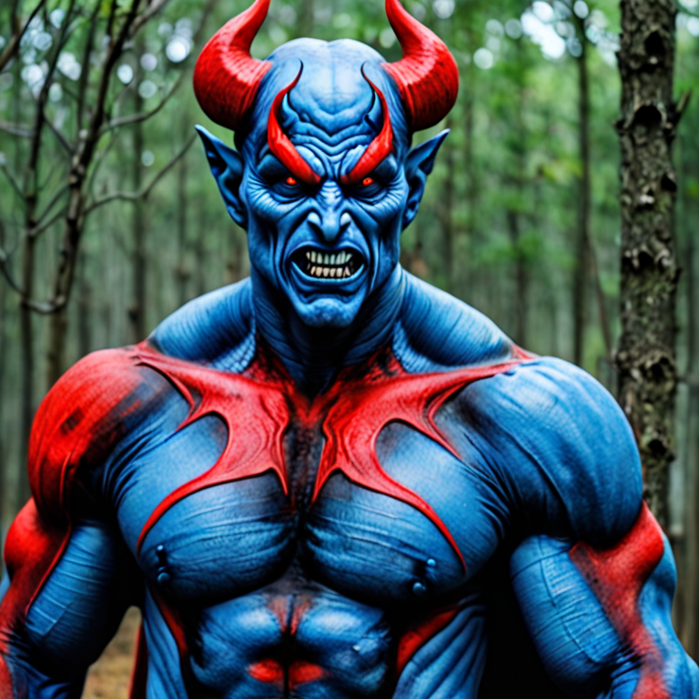 Demon Man BLUE and red