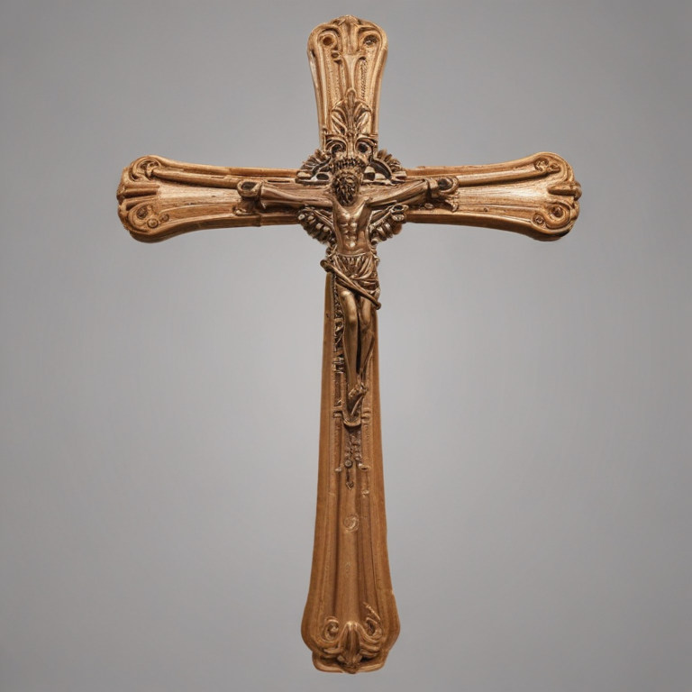 Intricately Designed Wooden Cross with Detailed Figure of Jesus Christ ...