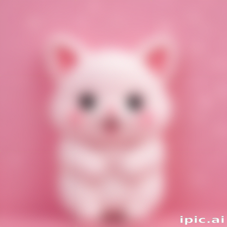 A Cute, Fluffy Pink Animal Character Against a Soft Pink Background.