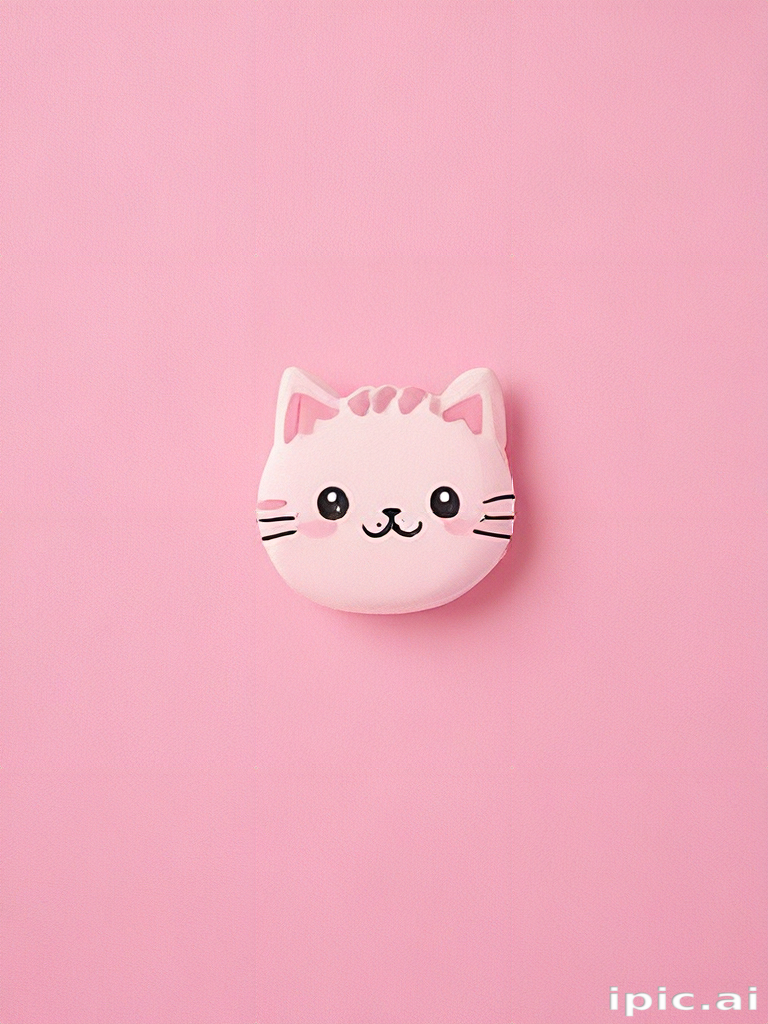 Adorable Pink Cat-Themed Object Against a Soft Pink Background