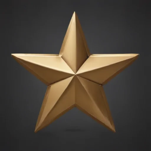 Three-Dimensional Golden Star Shining Brightly Against a Dark Background