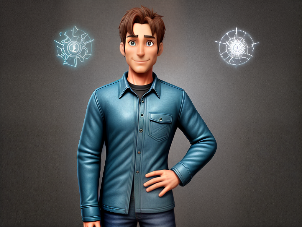 Create an animated, cartoon-style avatar male in his 40s and be styled ...