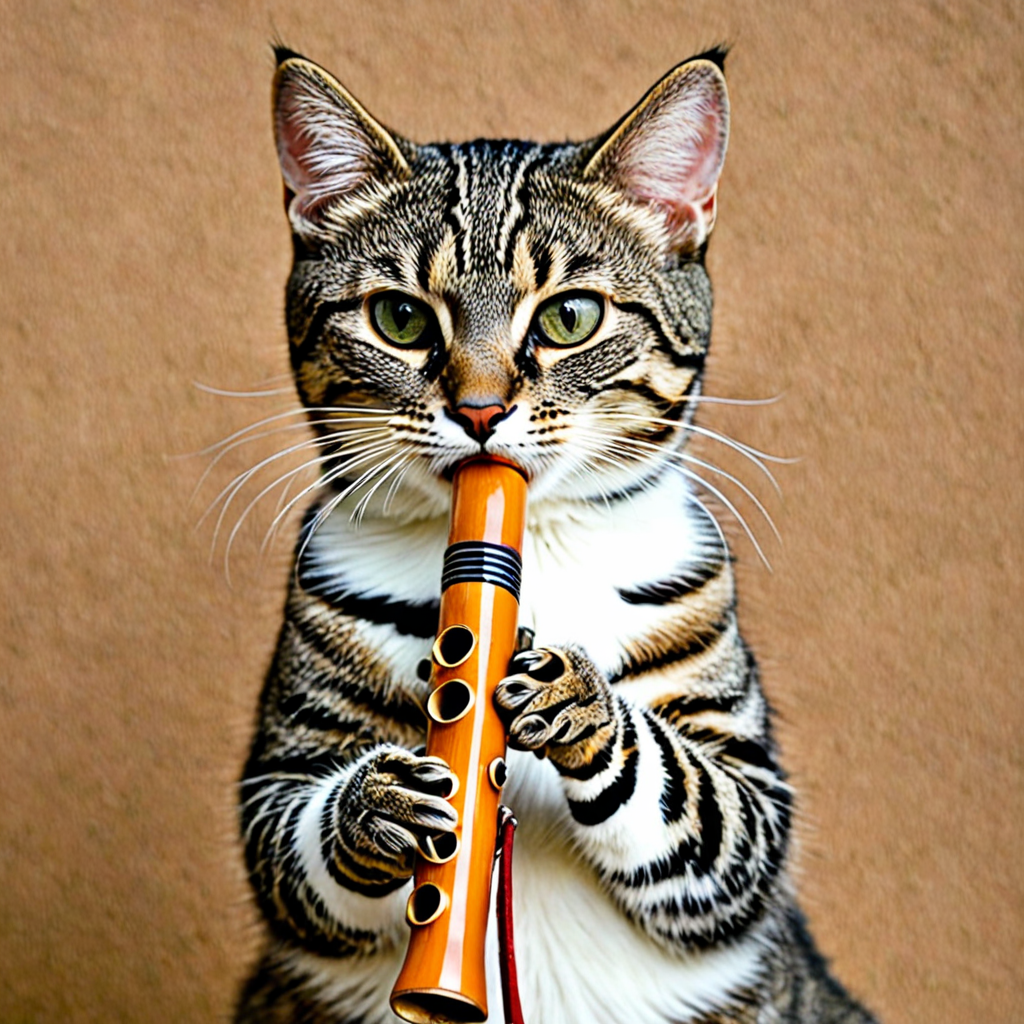 Gato tocando flauta
