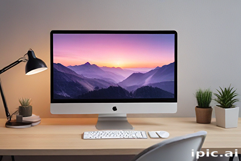 Peaceful Workspace Setup Featuring a Scenic Mountain Landscape on ...