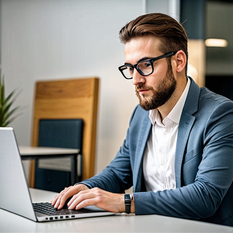 wordpress developer busy on laptop