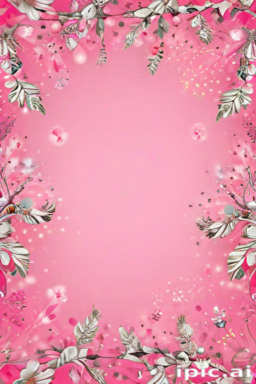 Whimsical Floral Border Framing a Soft Pink Background for Creative ...