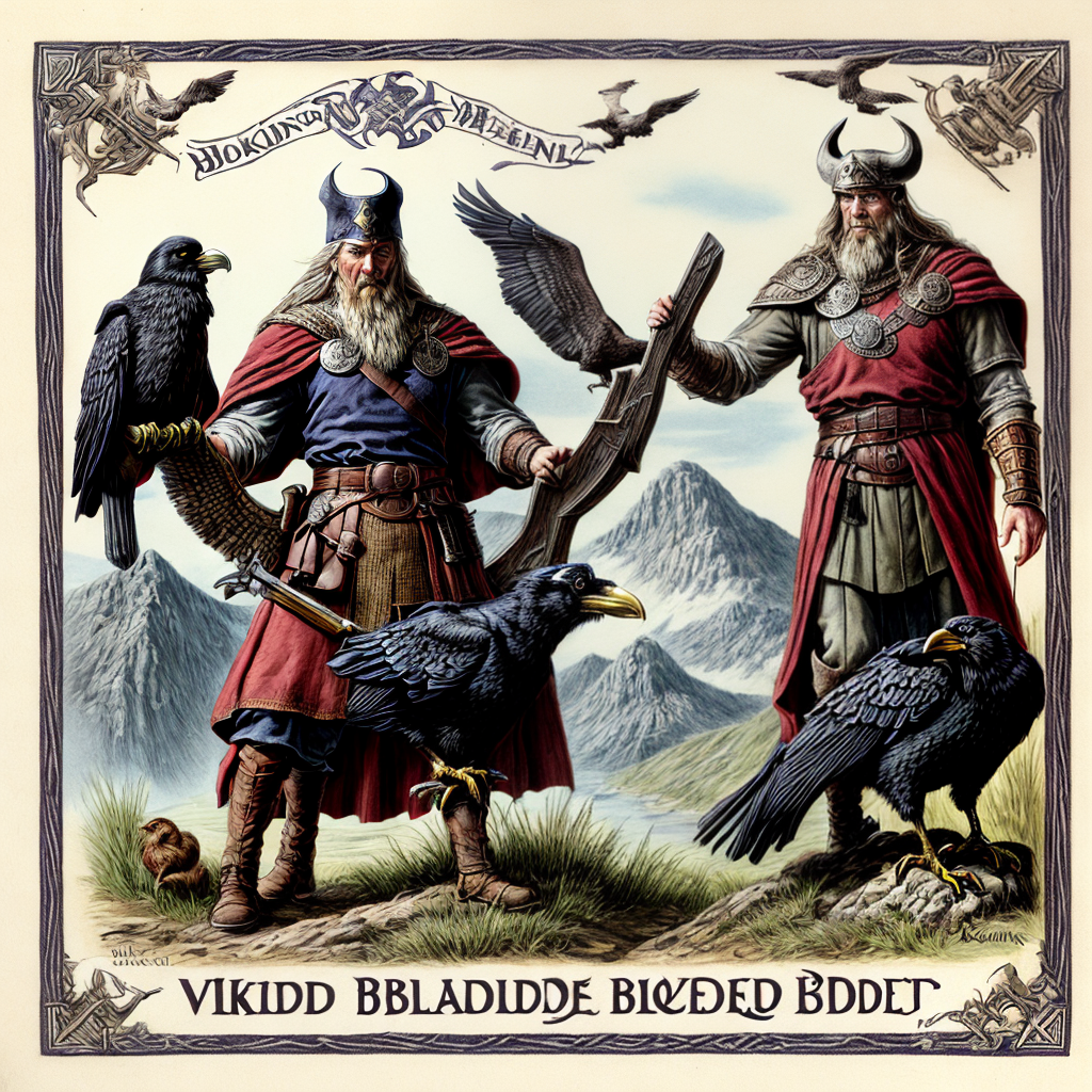 label for a bottle of mead called Viking Blod. Odin with two ravens. No ...