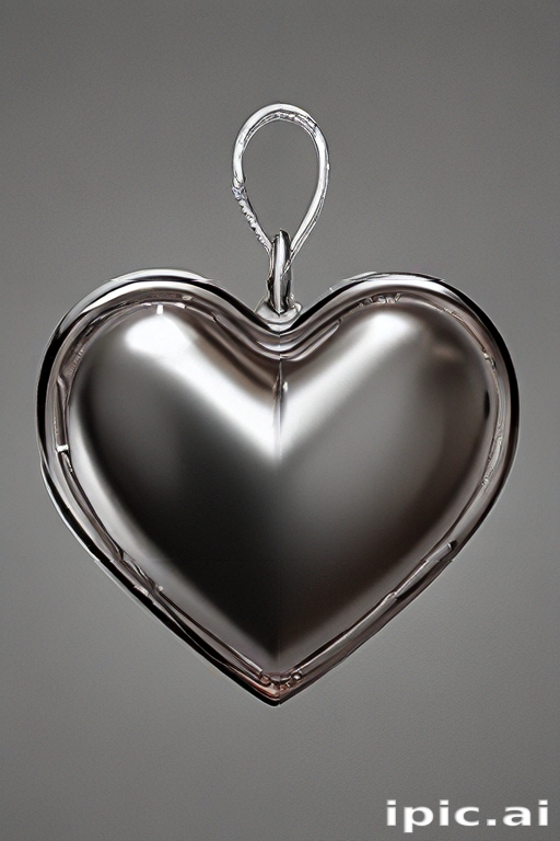 Shiny Silver Heart Pendant Hanging Elegantly Against a Soft Gray Background