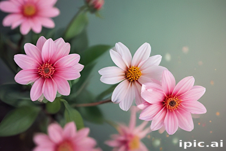 Beautiful Close-Up of Delicate Pink and White Flowers in Blooming Garden