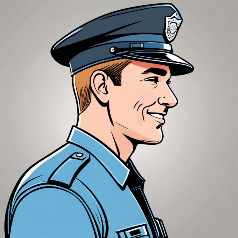 Smiling Policeman. Profile view. Cartoon style. Light hair. lined flat ...
