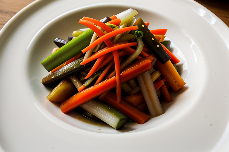 A Colorful Medley of Fresh Vegetables Artfully Arranged on a Plate.