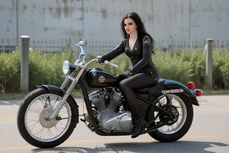 gothic bride driving a motorcycle