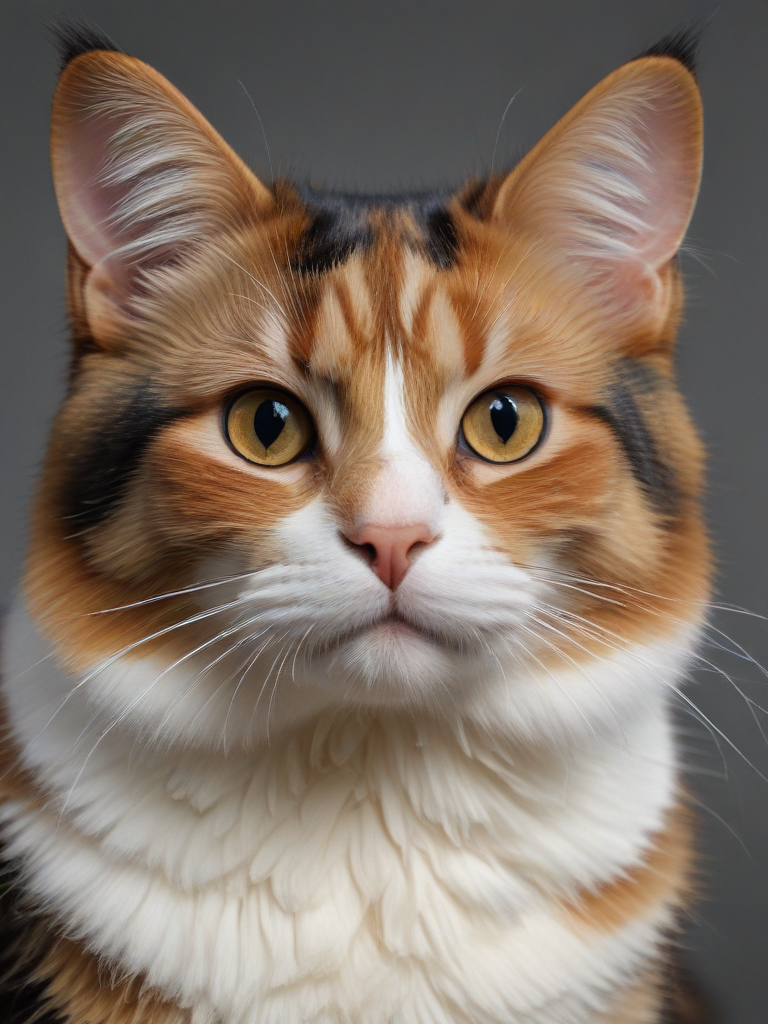 A Beautiful Close-Up Portrait of a Majestic Calico Cat Displaying Its ...
