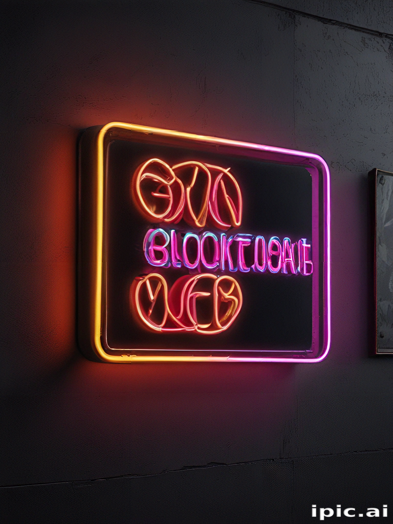 Vibrant Neon Sign Displaying Block Toy Shop Name in Colorful Lights