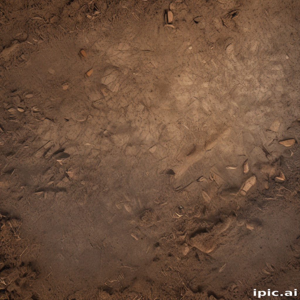Textured Earth Surface with Diverse Footprints and Natural Elements Visible