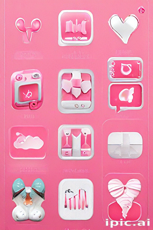 Colorful Collection of Cute Pink Icons and Symbols for Fun Designs