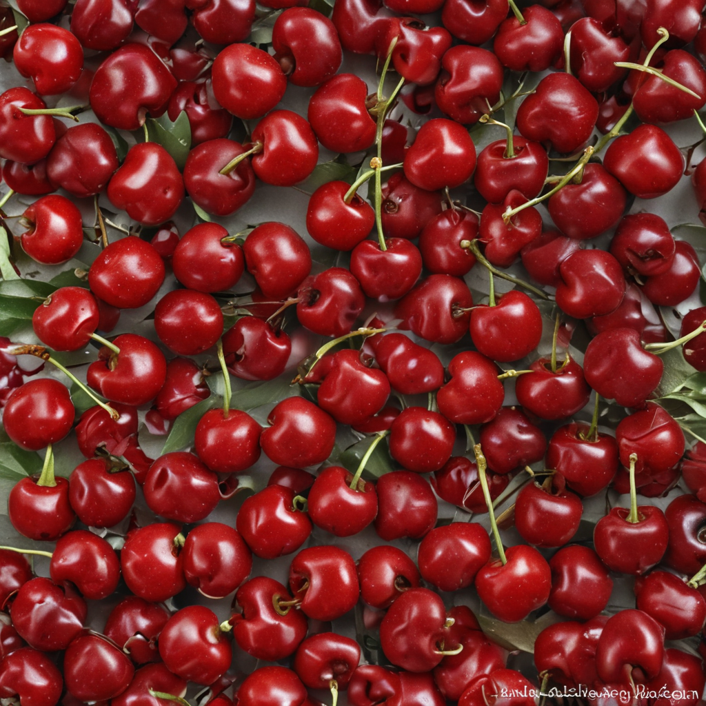 A Vibrant Display of Fresh, Juicy Red Cherries on a Table.