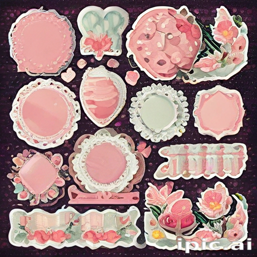 Collection of Decorative Stickers Featuring Floral Designs in Soft Pink ...