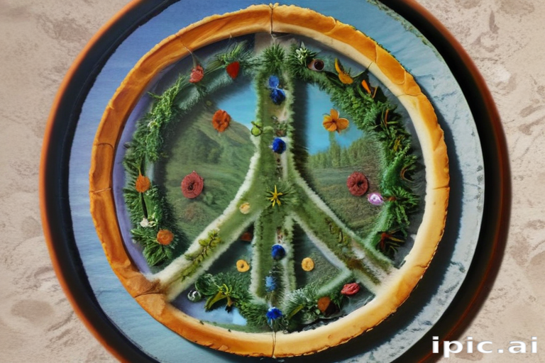 Nature-Inspired Peace Symbol Made with Flowers and Natural Elements