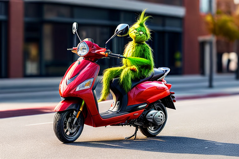 the grinch on a scooter