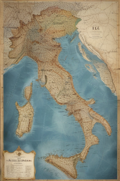 Historical Map of Italy Highlighting Geographic Features and ...