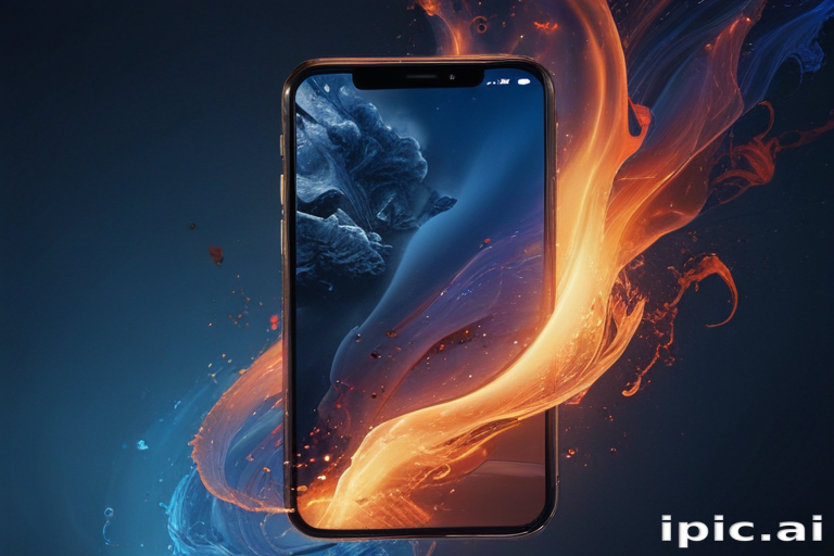 Dynamic Phone Display Surrounded by Vibrant Flames and Cool Waves