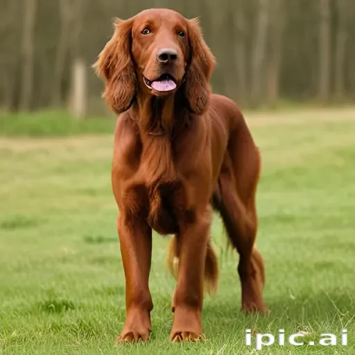 A Beautiful Irish Setter Standing Proudly in a Lush Green Field
