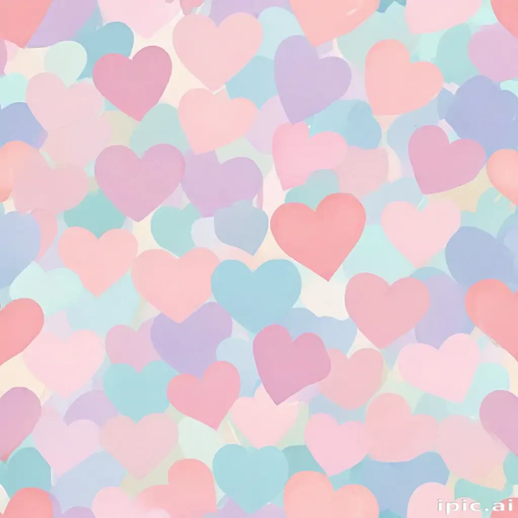 A Colorful Array of Soft Hearts in Pastel Shades and Tones