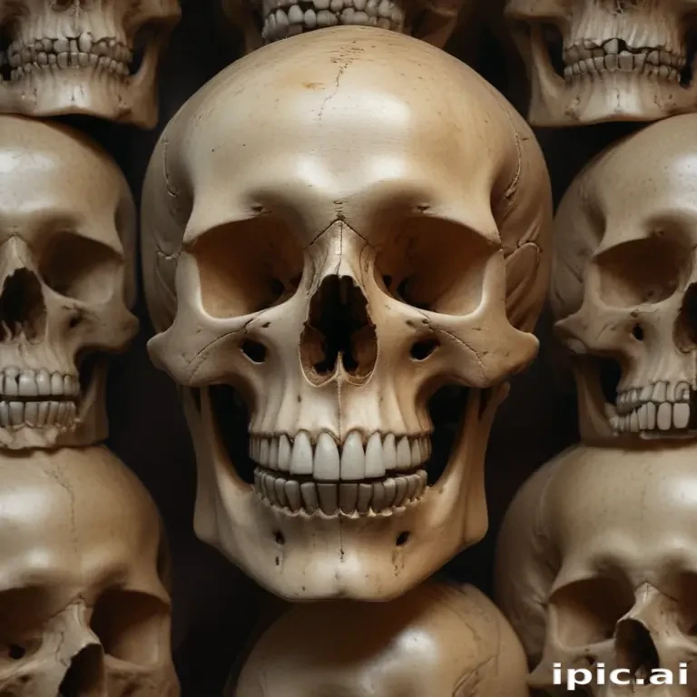 An Intriguing Display of Human Skulls Highlighting Anatomy and Mortality