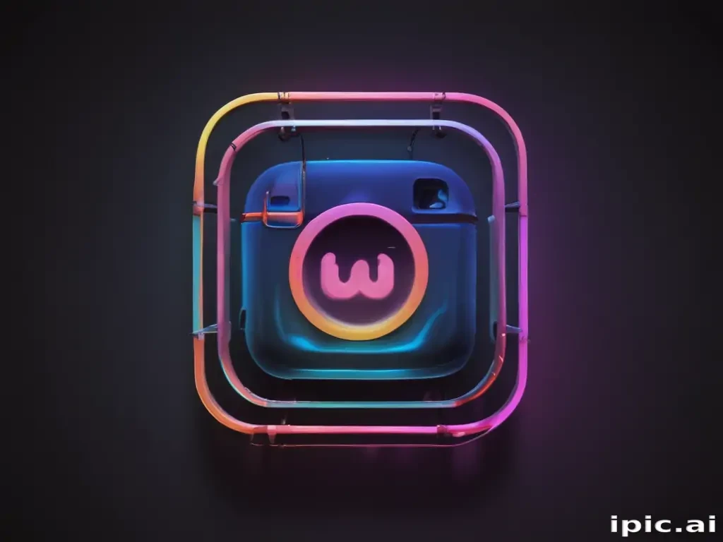 Vibrant Neon Instagram Logo with Colorful Glow on Dark Background