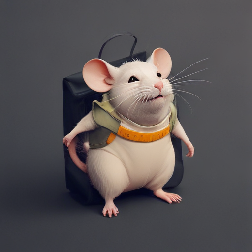 A simple logo of a mischievous rat wit ha full bag on his back