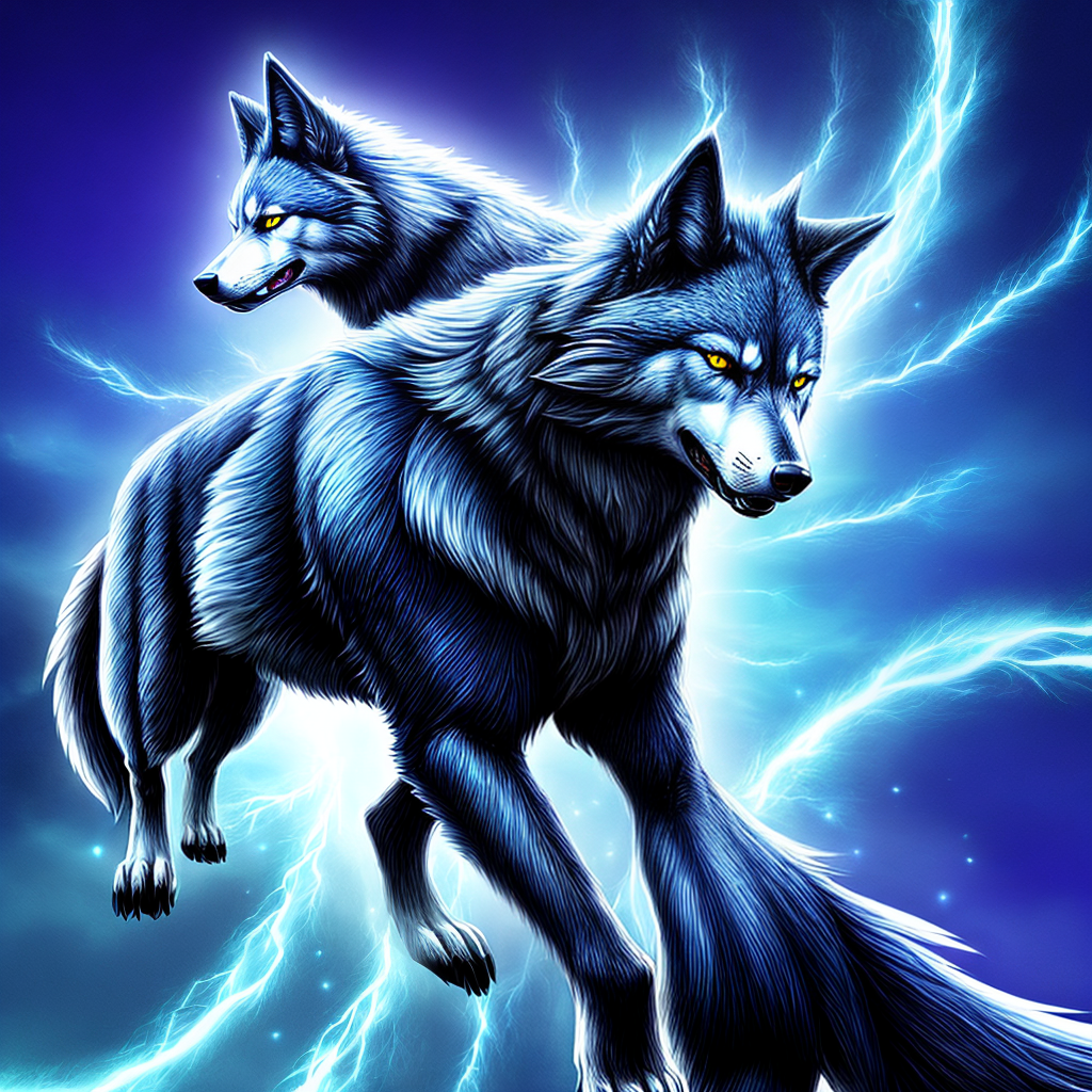 futuristic anime-style wolf image