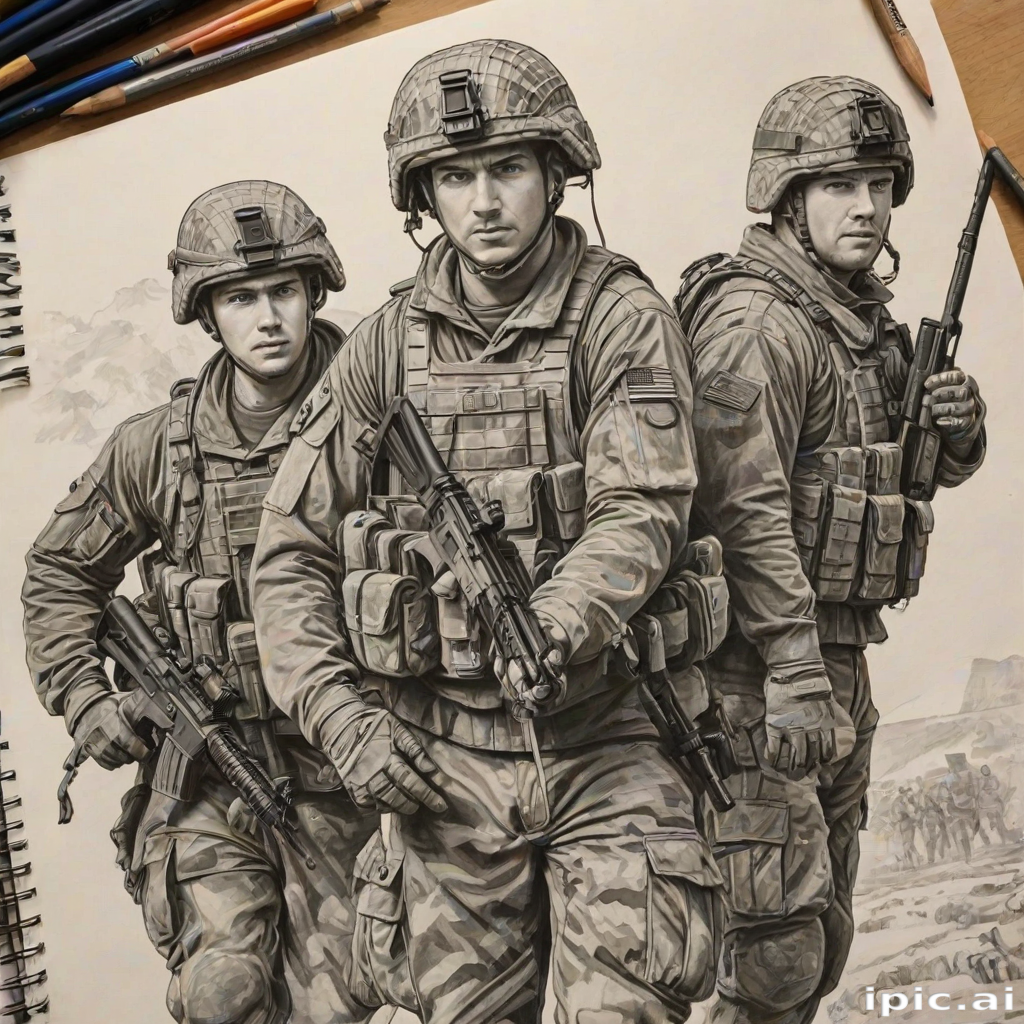 Brave Soldiers in Tactical Gear Ready for Mission and Adventure Ahead
