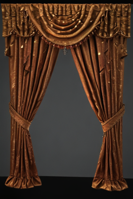 Elegant Golden Drapes with Intricate Detailing and Rich Textures.