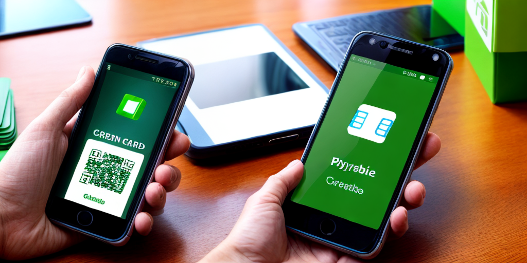 mobile payment, green credit card