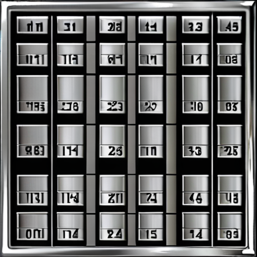 3x3 numbered grid, icon metallic silver black background, rounde border