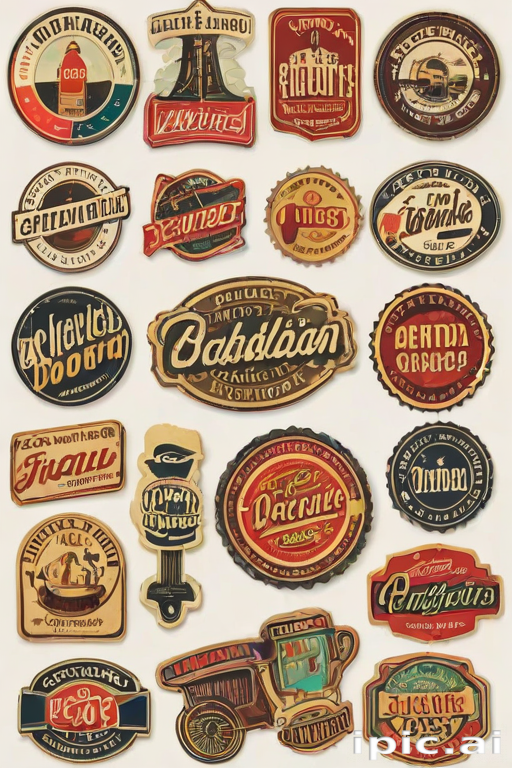 Colorful Vintage Labels Featuring Various Iconic Brands and Products ...