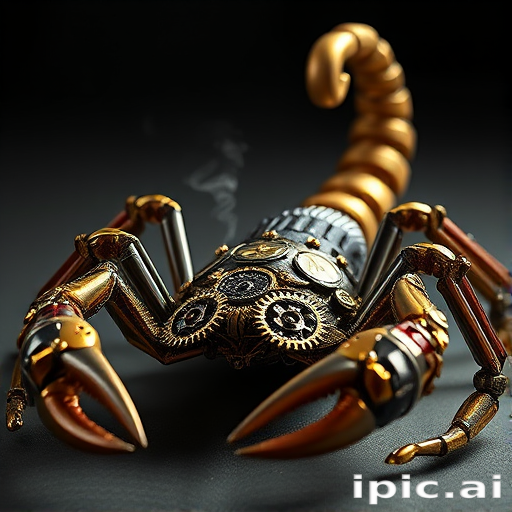 Intricately Designed Mechanical Scorpion with Gears and Metallic Finishes