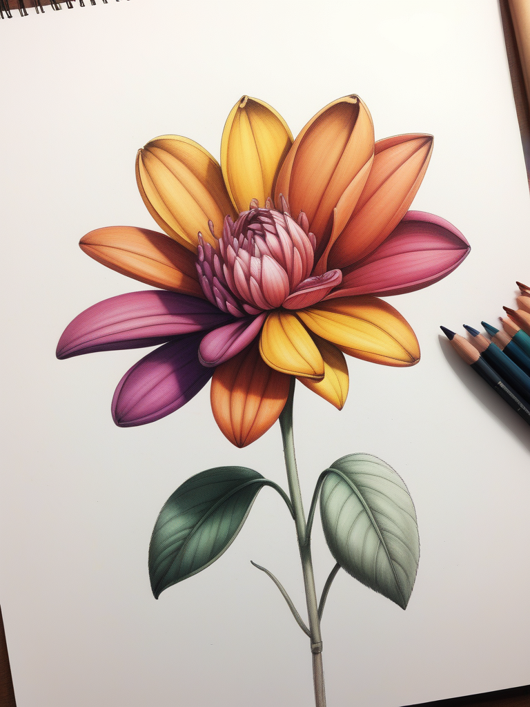 A Vibrant Illustration of a Colorful Flower in Full Bloom