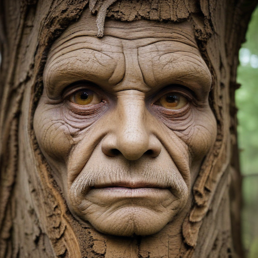 an old oak tree with an old human face