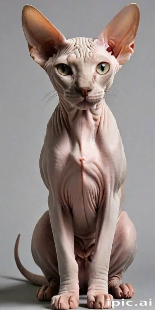 Unique Sphynx Cat with Distinctive Features Posing Elegantly Against a ...