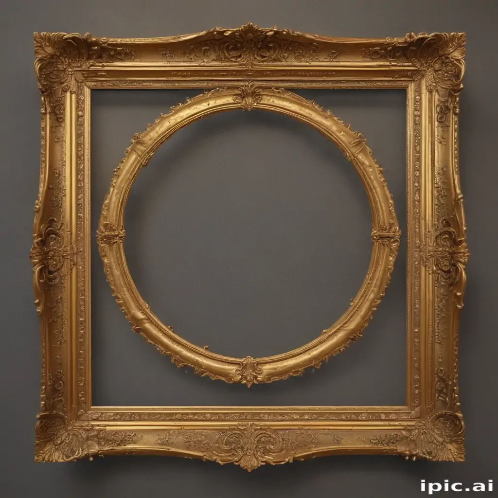 Ornate Gold Picture Frame with Intricate Designs and Dual Shape Display