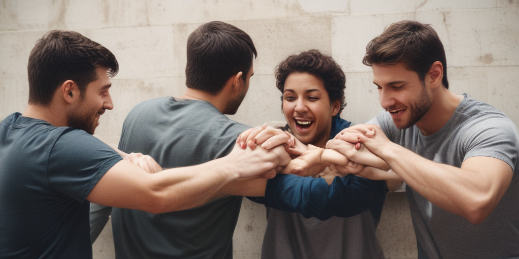 A group of people manhandling somebody