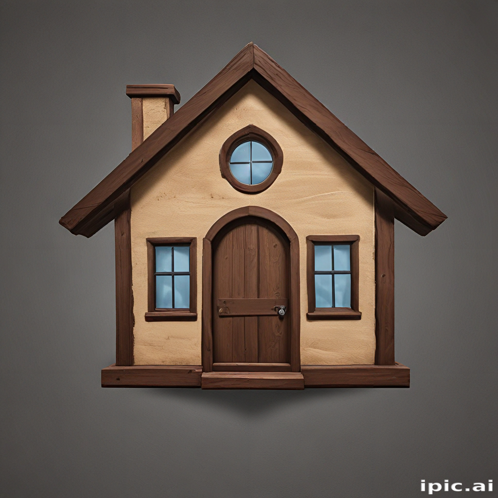 Charming Wooden House Design with Blue Windows and Cozy Door