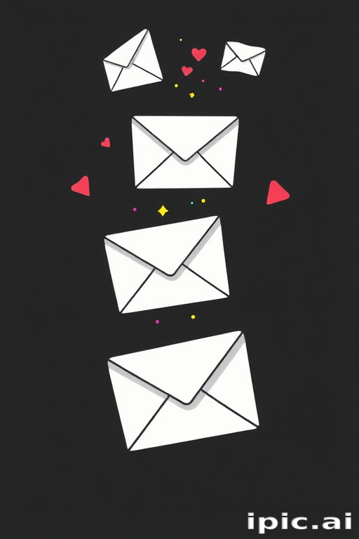 Colorful Floating Envelopes Representing Messages Filled with Love and Joy