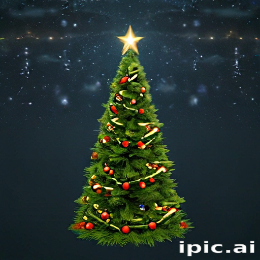 Beautifully Decorated Christmas Tree with Bright Star and Ornaments