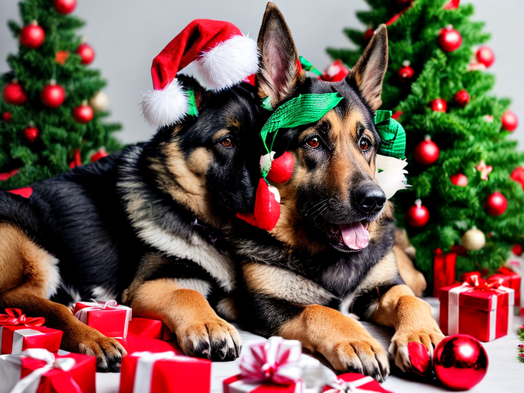German Shepherd Dog wishing Merry Christmas
